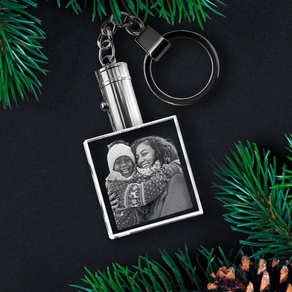 2D Square-Shaped Photo Keychain - Custom 2D Keyring