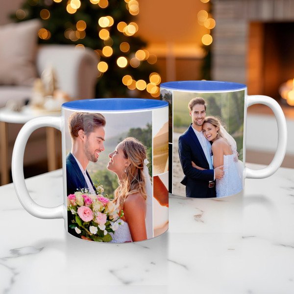 Custom Coffee Mug + Four Photos - Personalized Mugs With Pictures