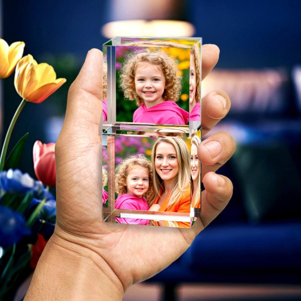 2x2 3D Square Acrylic Photo Block with Your Custom Image