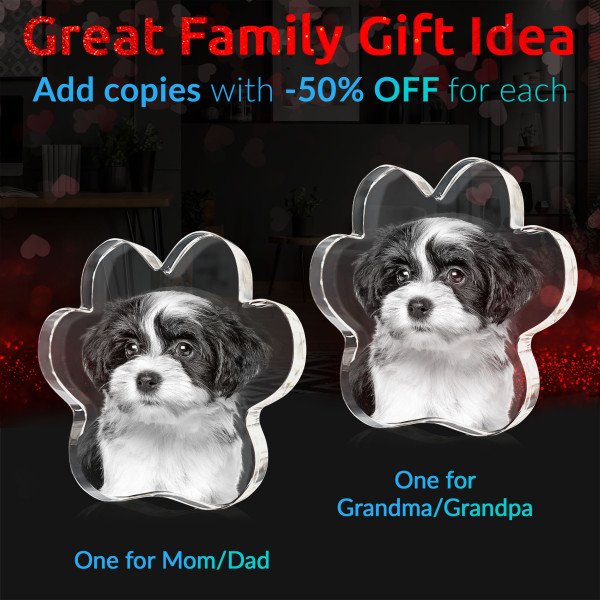 2D Dog Paw Crystal With Personalized Engraving