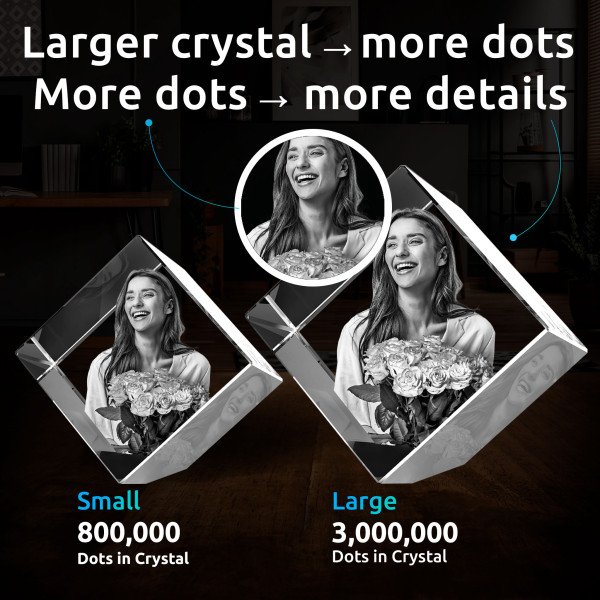 3D Crystal Photo Cube | Picture Engraved in Glass Cube