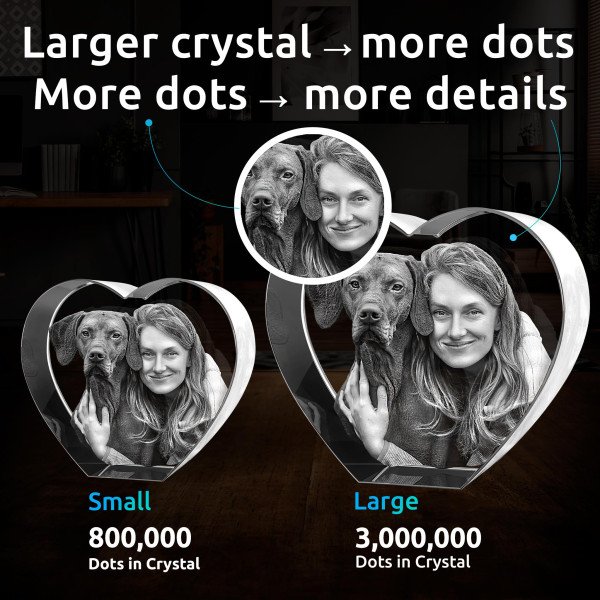 3D Crystal Heart with Photo - Personalised Picture Engraved in Glass ...